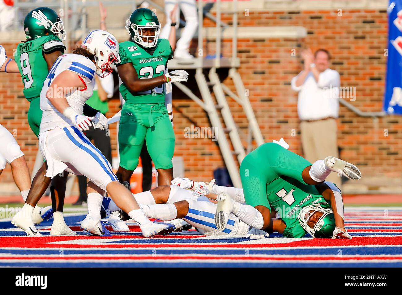 DALLAS, TX - SEPTEMBER 07: North Texas Mean Green safety Khairi ...