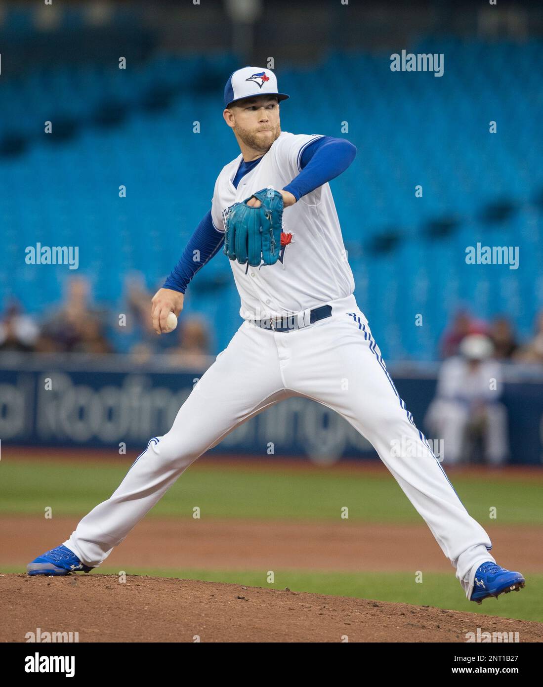 Toronto Blue Jays starting pitcher T.J. Zeuch throws to a Boston Red ...