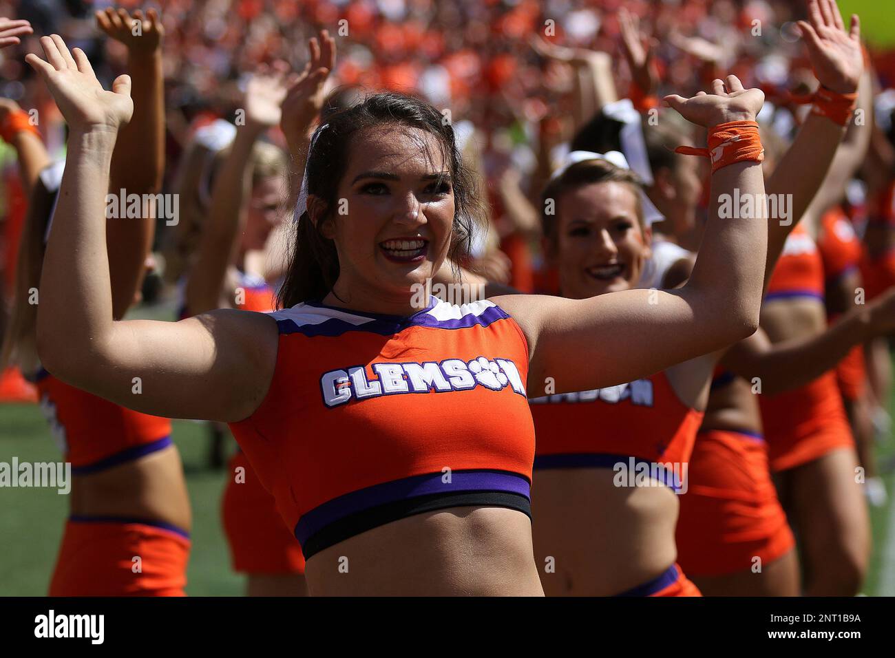 CLEMSON, SC - SEPTEMBER 07: Clemson cheerleaders during a college ...