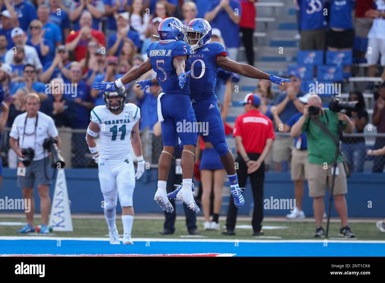 LAWRENCE, KS - SEPTEMBER 07: Kansas Jayhawks running back Khalil ...