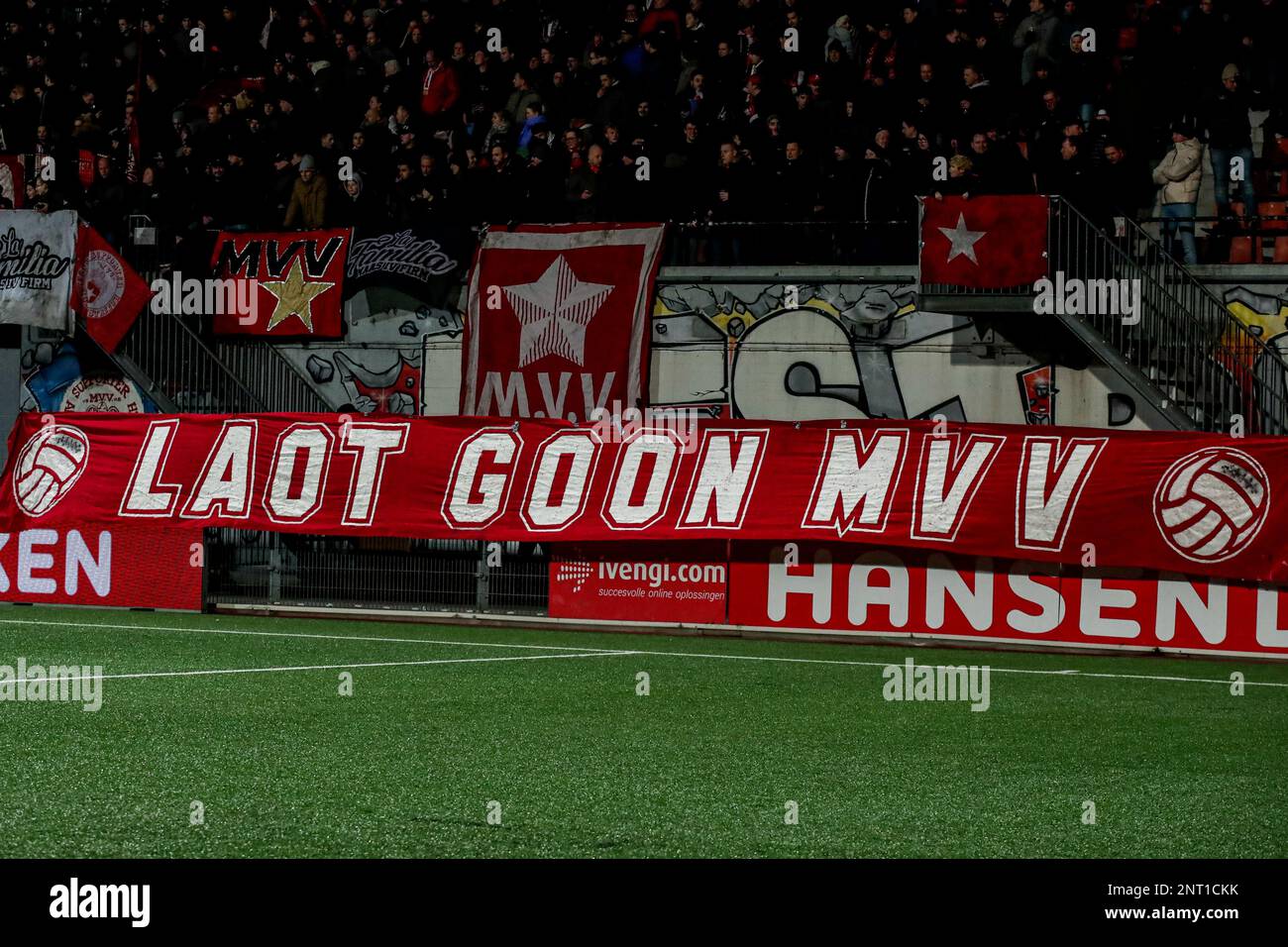 MAASTRICHT, NETHERLANDS - FEBRUARY 27: MVV Maastricht supporters ...