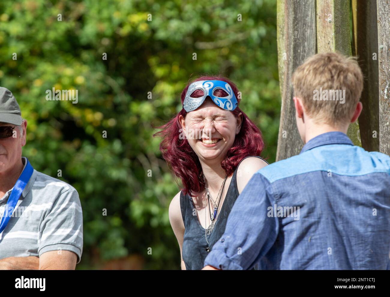 Young actress in a promenade performance of Romeo and Juliet scrunches ...