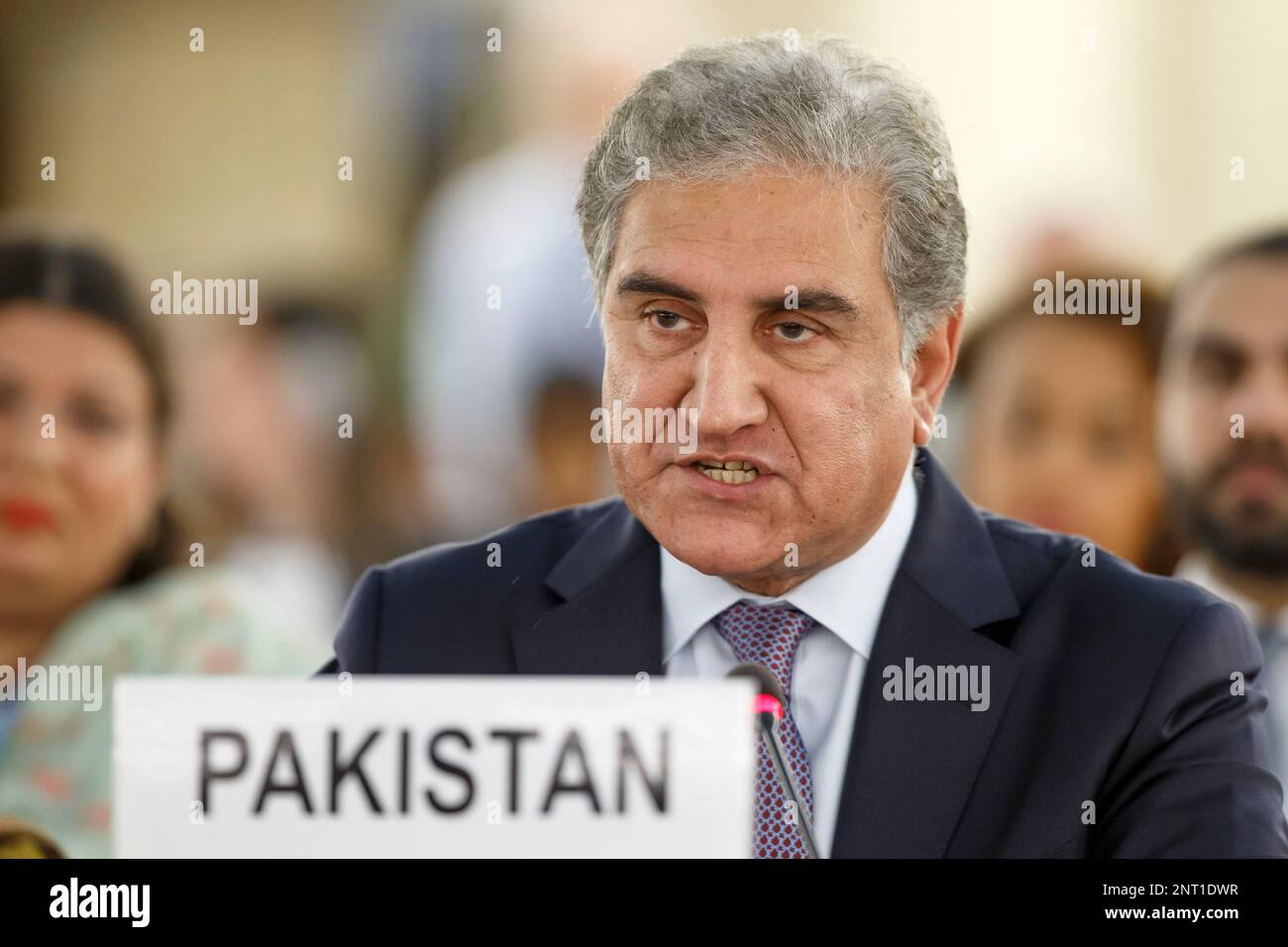Pakistan's Foreign Minister Shah Mehmood Qureshi makes a statement ...