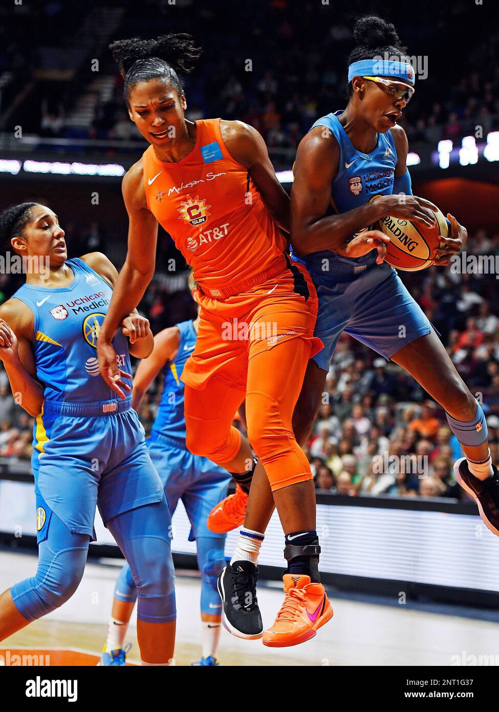 Chicago Sky guard Diamond DeShields takes a rebound away from ...