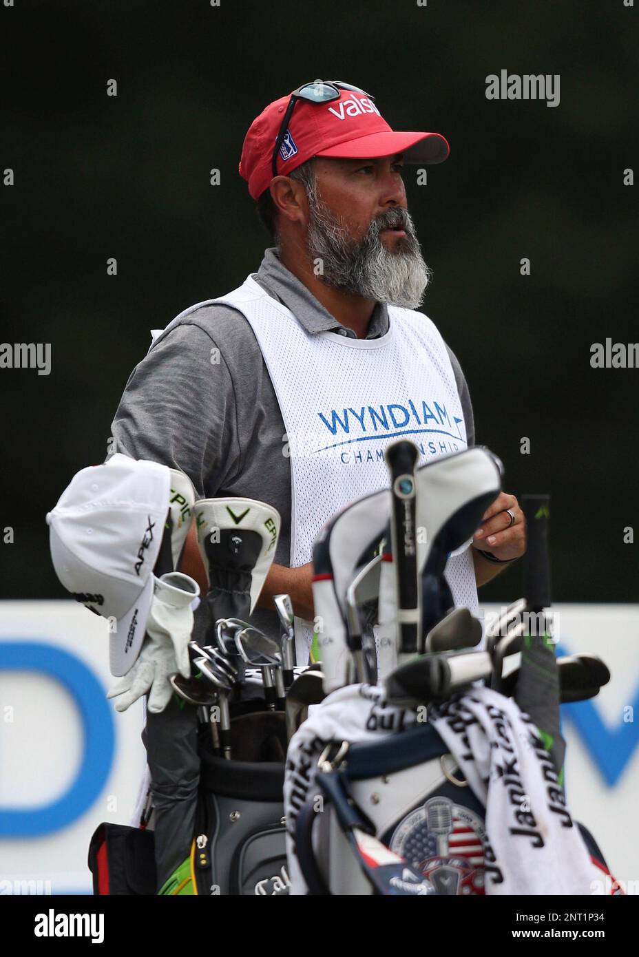GREENSBORO, NC - AUGUST 01: Caddie Zeke Salas during the first round of ...