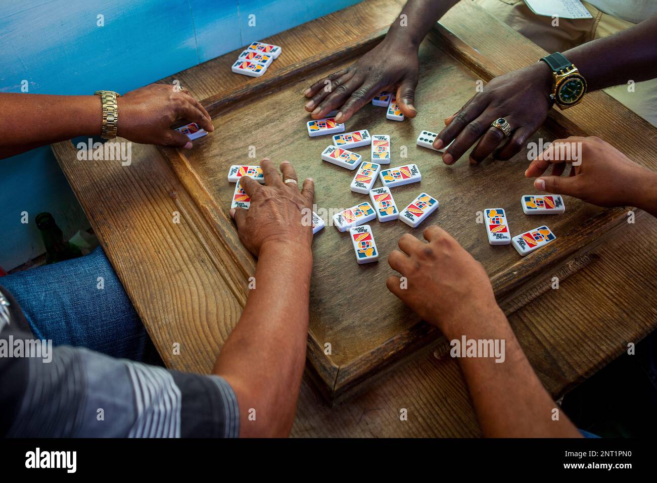playing domino, Bibijagua beach, Punta Cana, Dominican Republic Stock ...