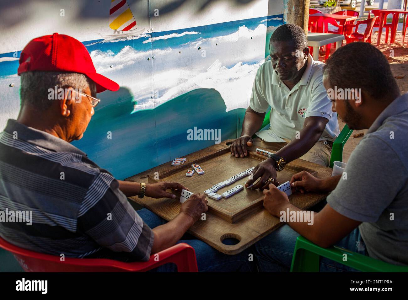 playing domino, Bibijagua beach, Punta Cana, Dominican Republic Stock ...