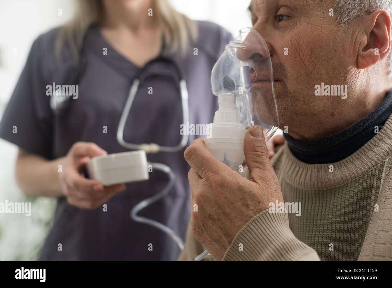 Asthma COPD Breath Nebulizer And Mask Given By Doctor Or Nurse Stock ...