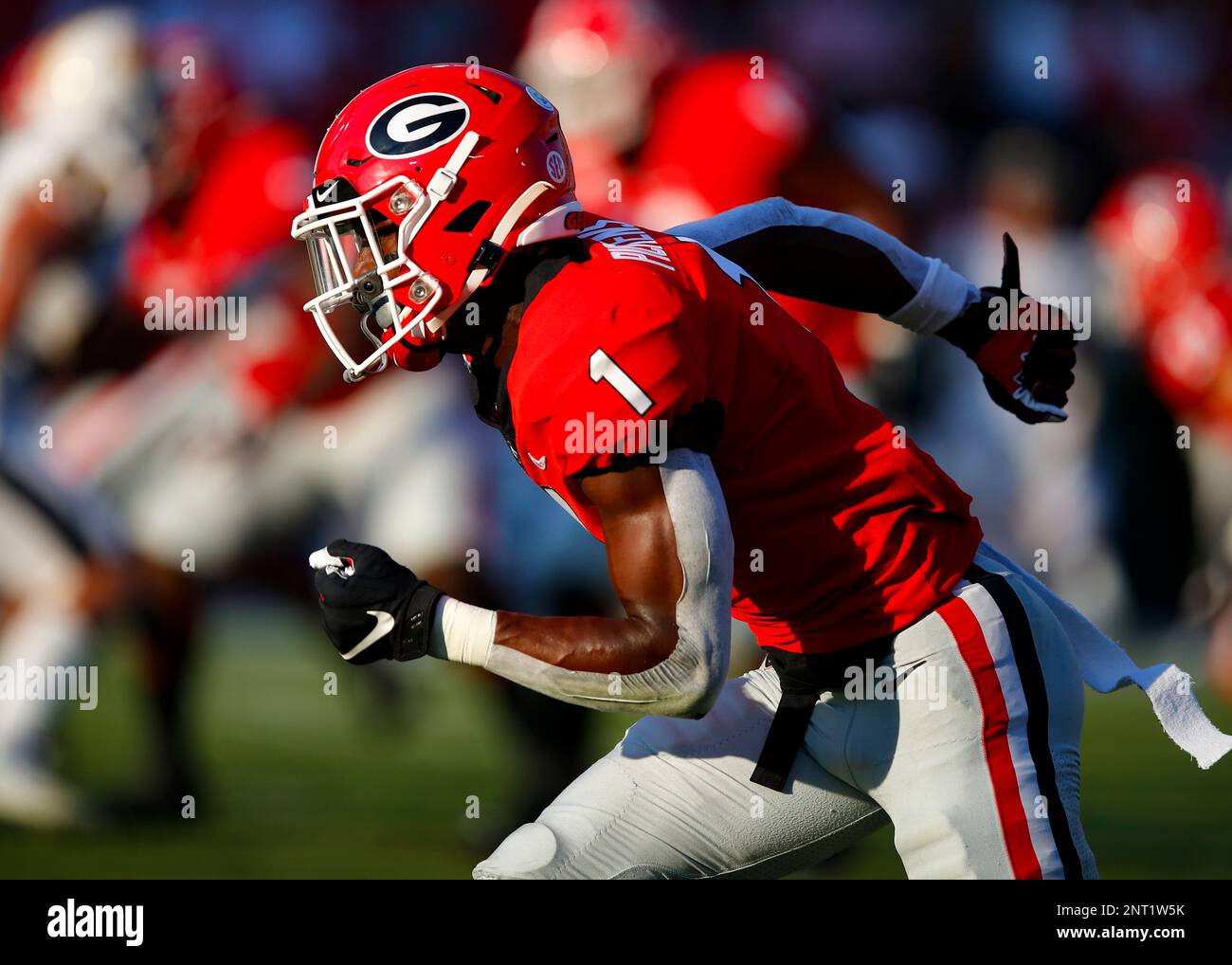 ATHENS, GA - SEPTEMBER 07: Georgia Bulldogs wide receiver George Pickens (1) runs his route in ...