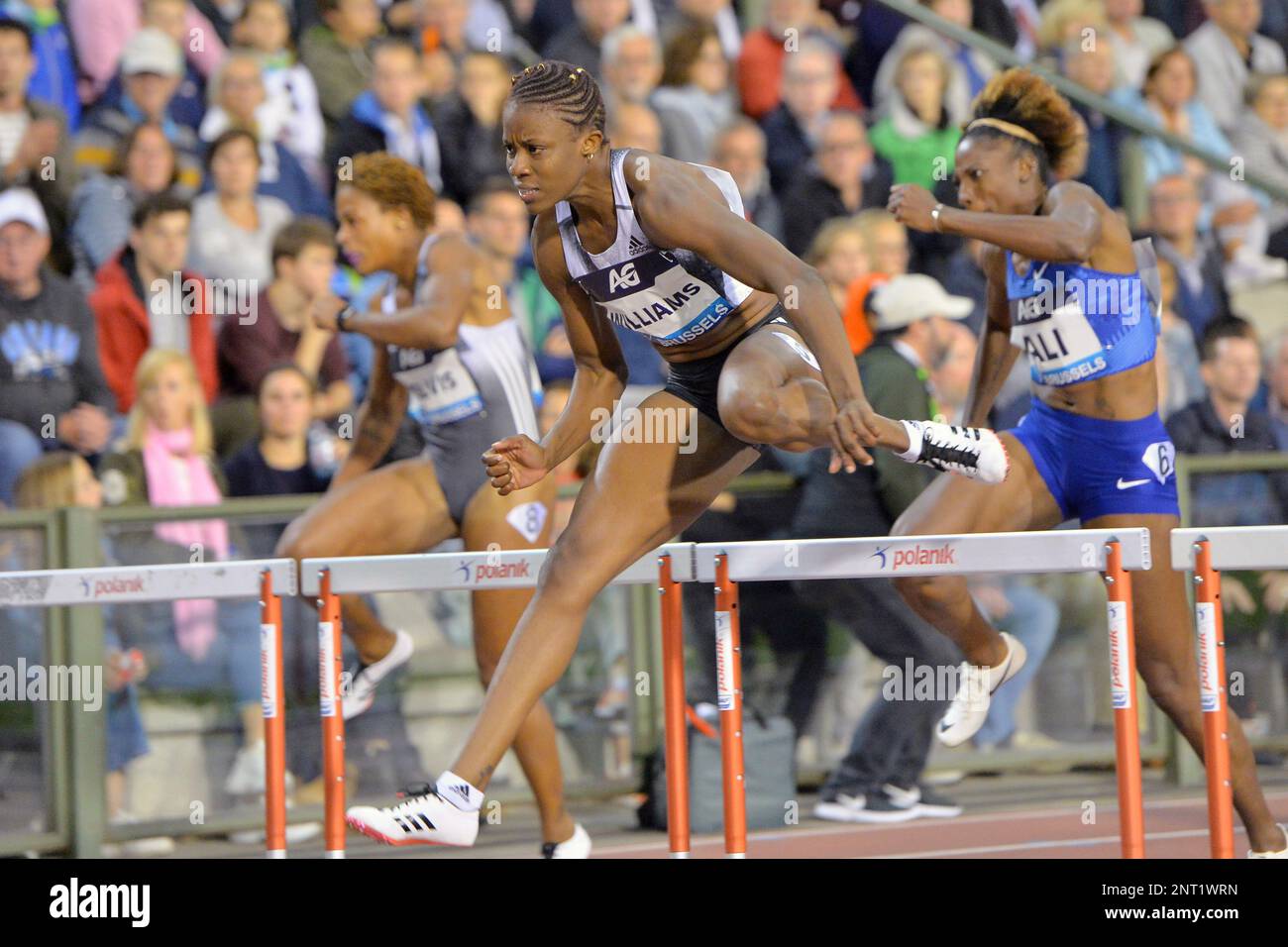 Danielle Williams (JAM) wins the women's 100m hurdles in 12.46 during ...