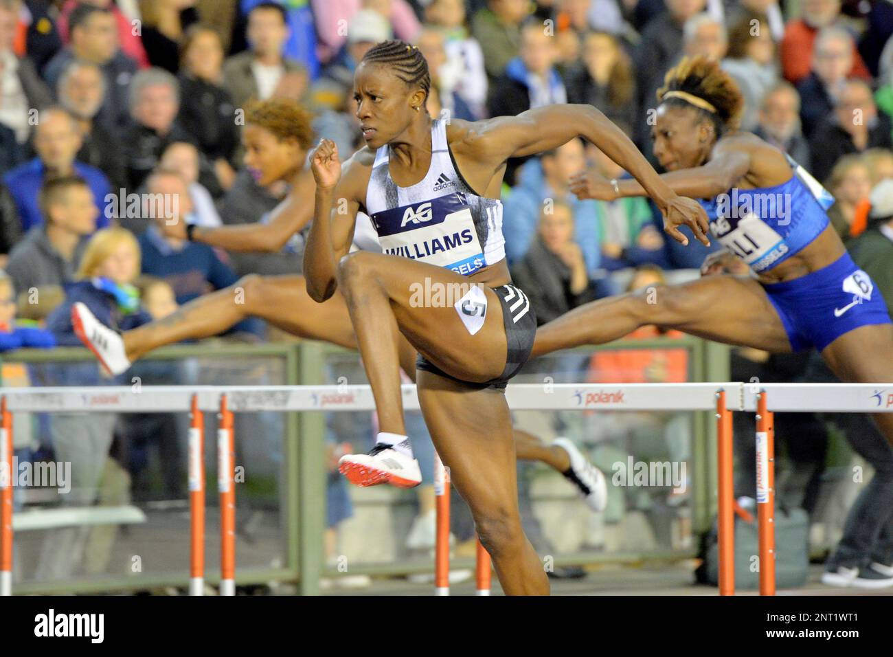 Danielle Williams (JAM) wins the women's 100m hurdles in 12.46 during ...