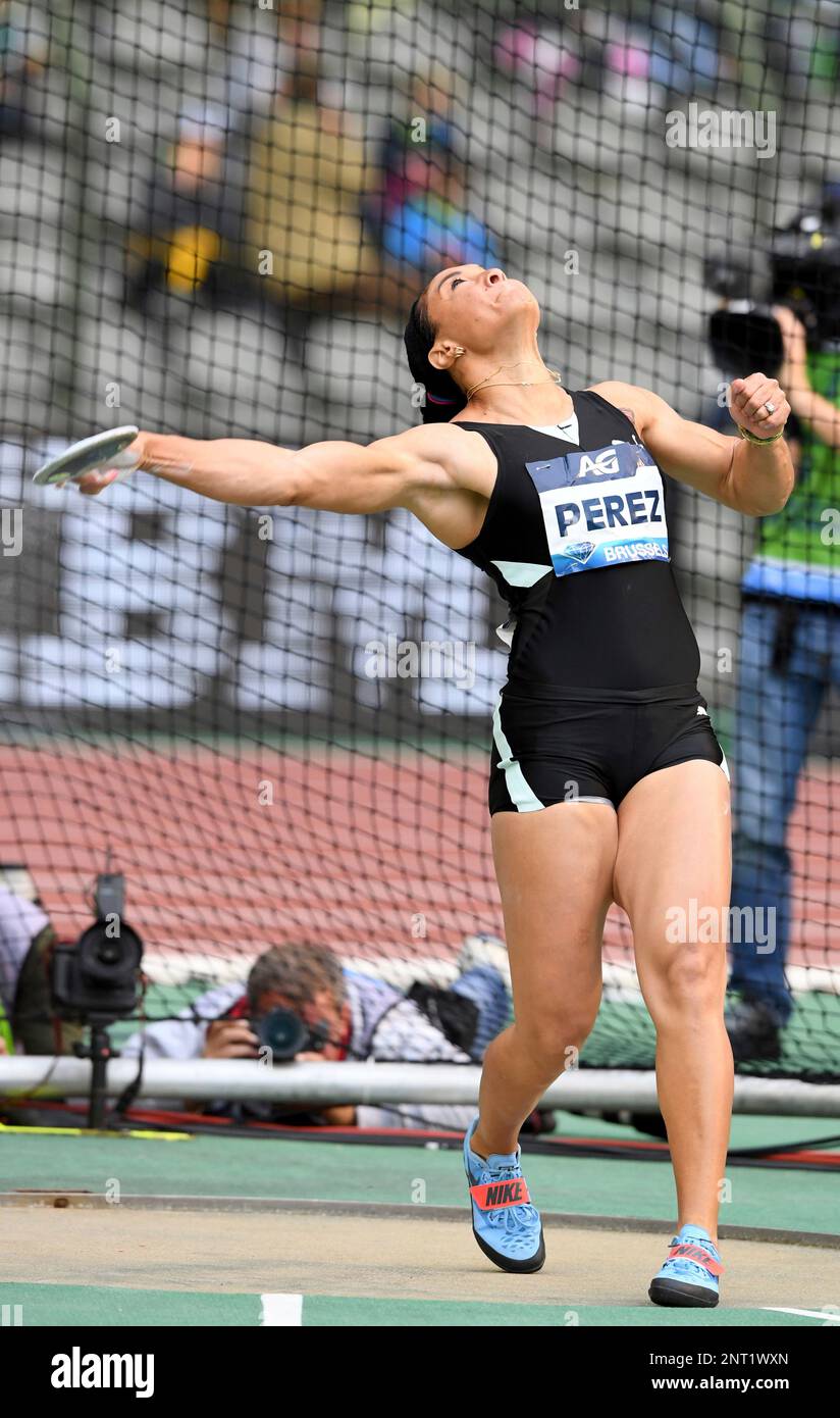 Yaime Perez (CUB) wins the women's discus at 223-11 (68.27m) during the ...