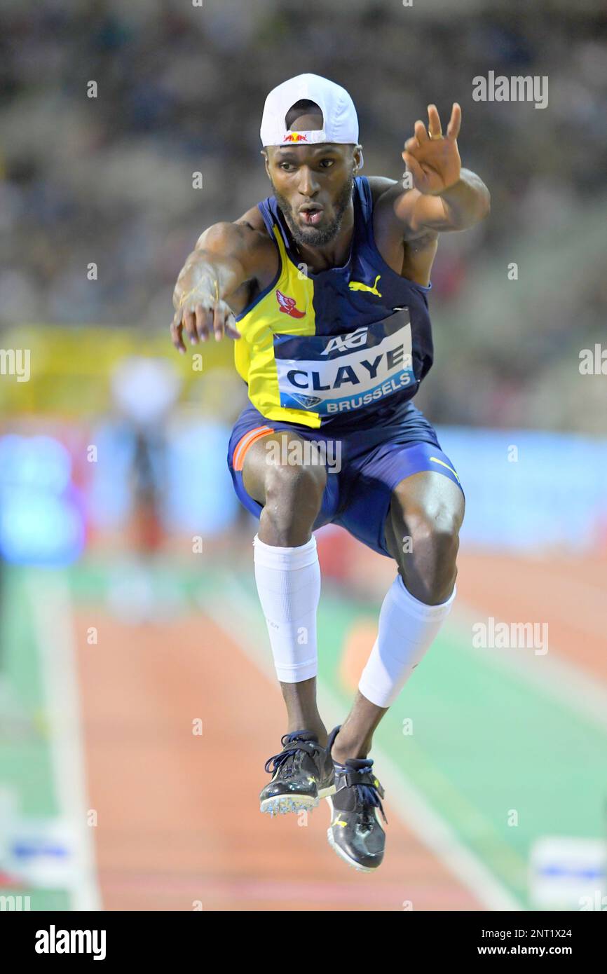 Will Claye (USA) places second in the triple jump at 56-6 (17.22m ...