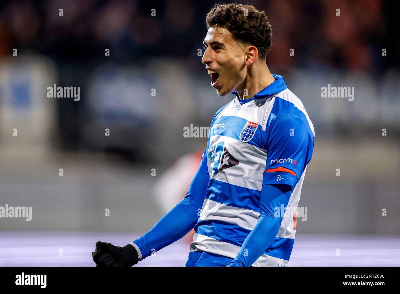 MAASTRICHT, NETHERLANDS - FEBRUARY 27: Younes Taha of PEC Zwolle celebrating scoring his sides ...