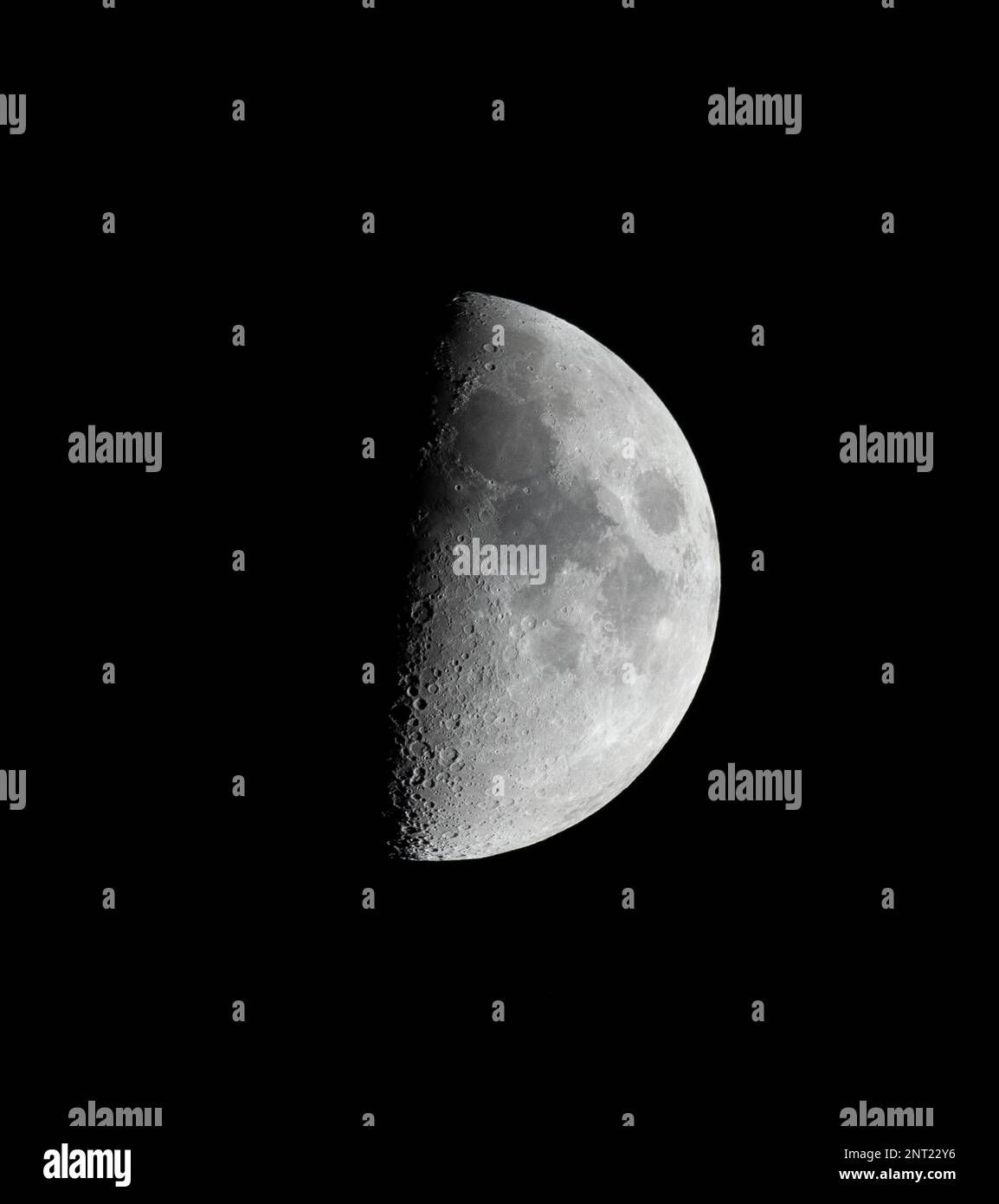 The first quarter Moon phase on 27 February 2023, when half is sunlit ...