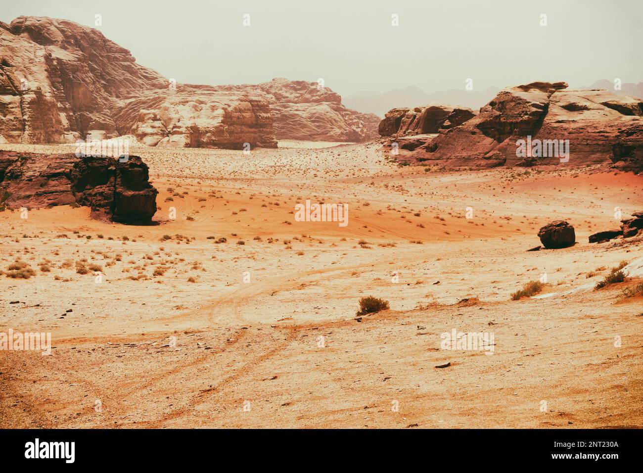 Wadi Rum desert, Jordan, Middle East, The Valley of the Moon. Orange ...