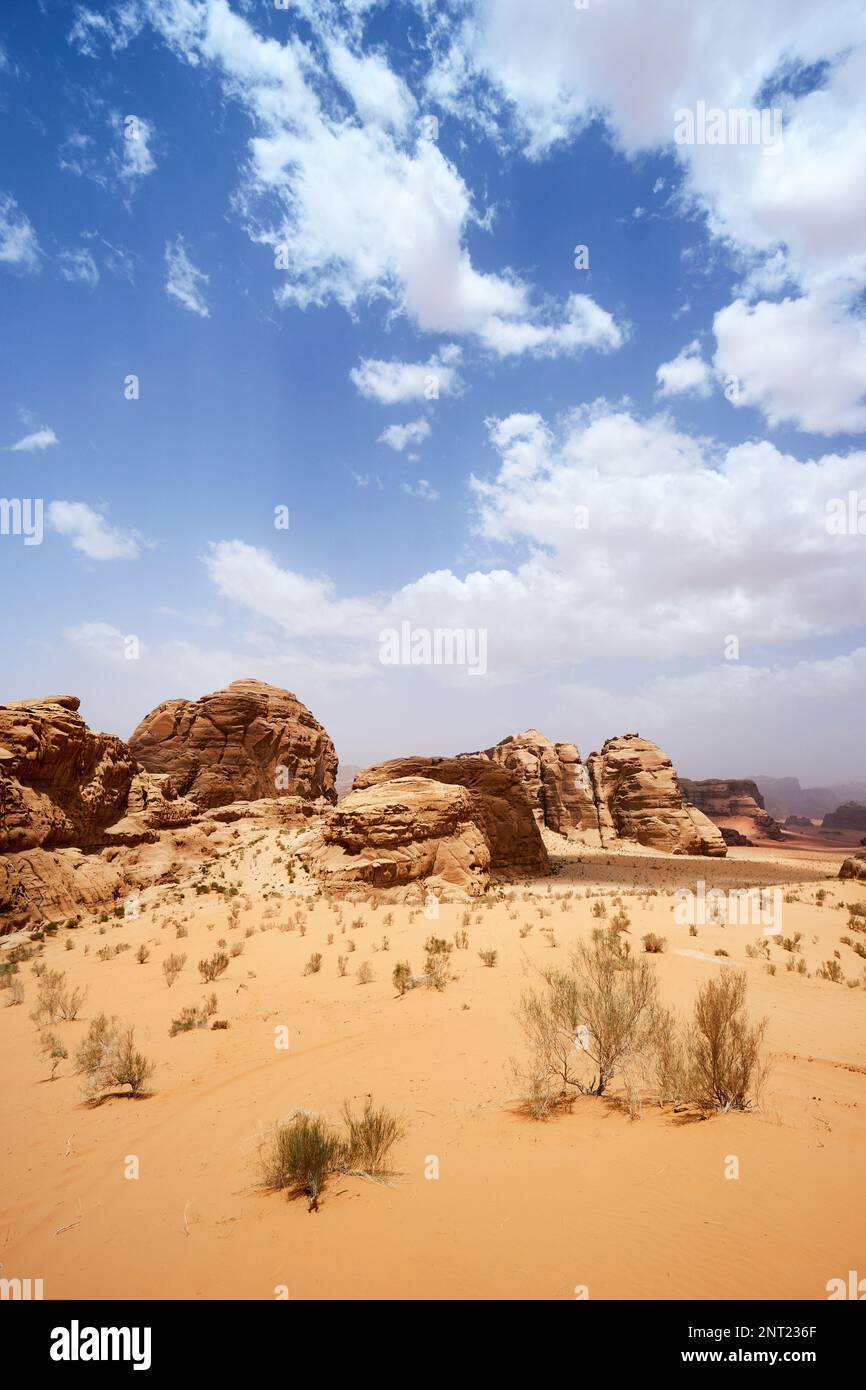 Wadi Rum desert, Jordan, Middle East, The Valley of the Moon. Orange ...