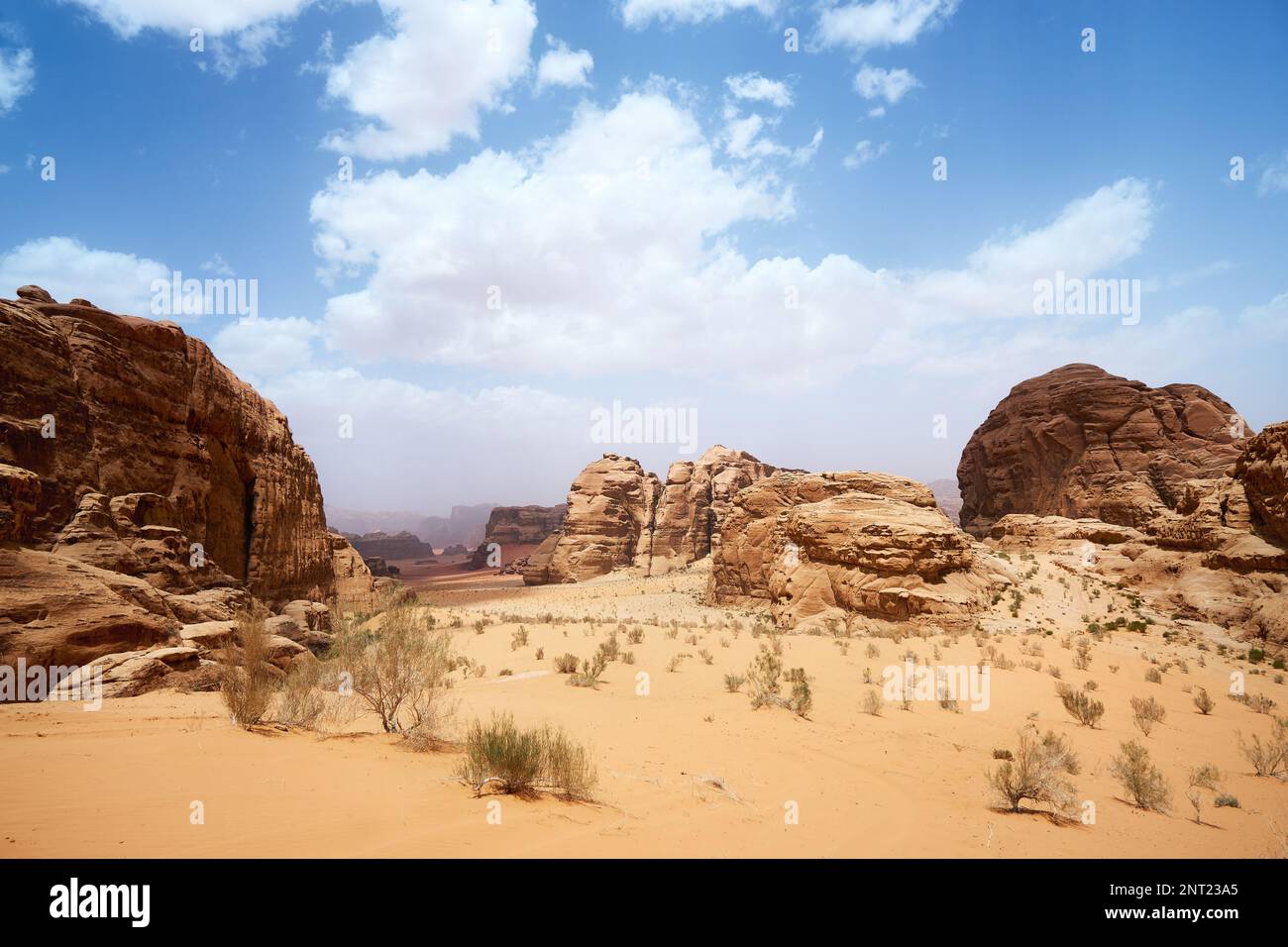 Wadi Rum desert, Jordan, Middle East, The Valley of the Moon. Orange ...