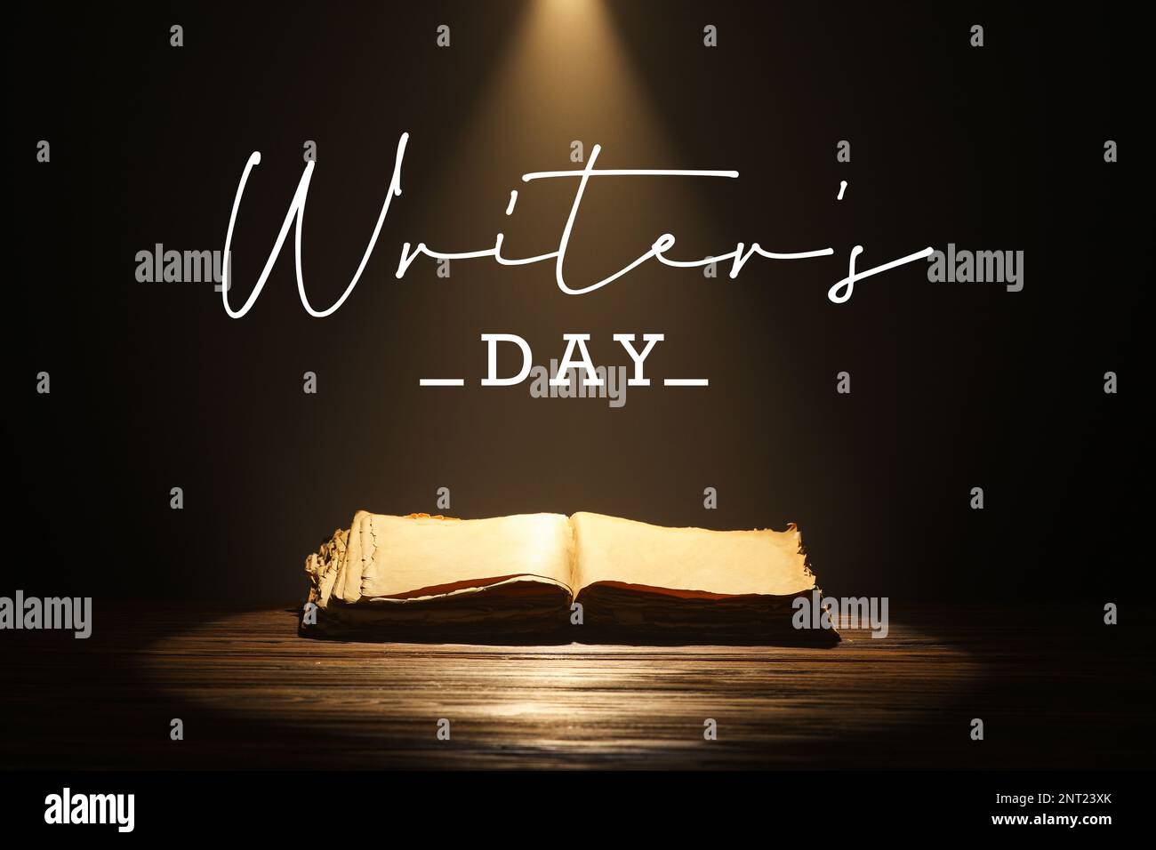 Banner for World Writer's Day with open book Stock Photo - Alamy