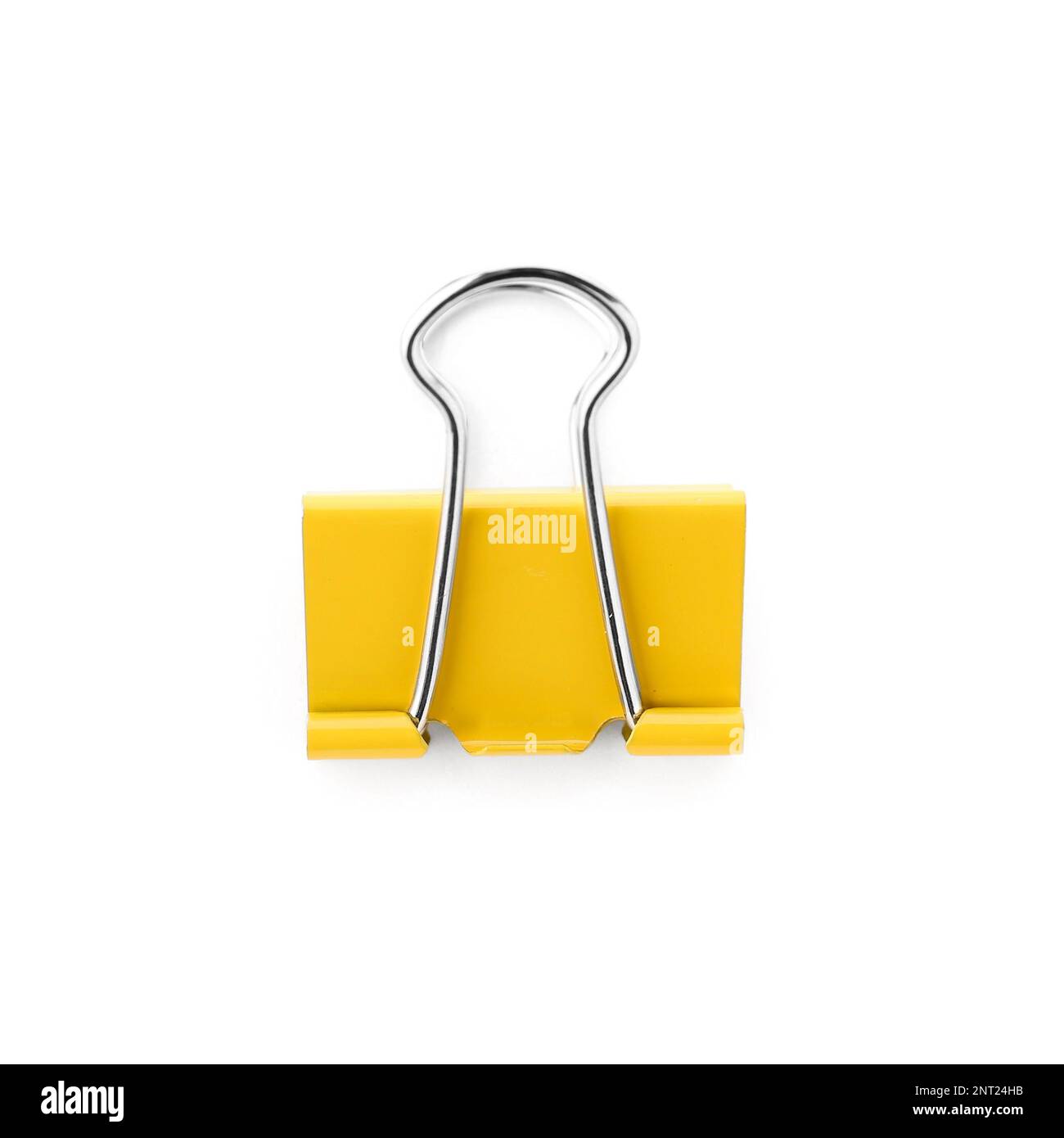 Yellow binder clip isolated on white background Stock Photo - Alamy