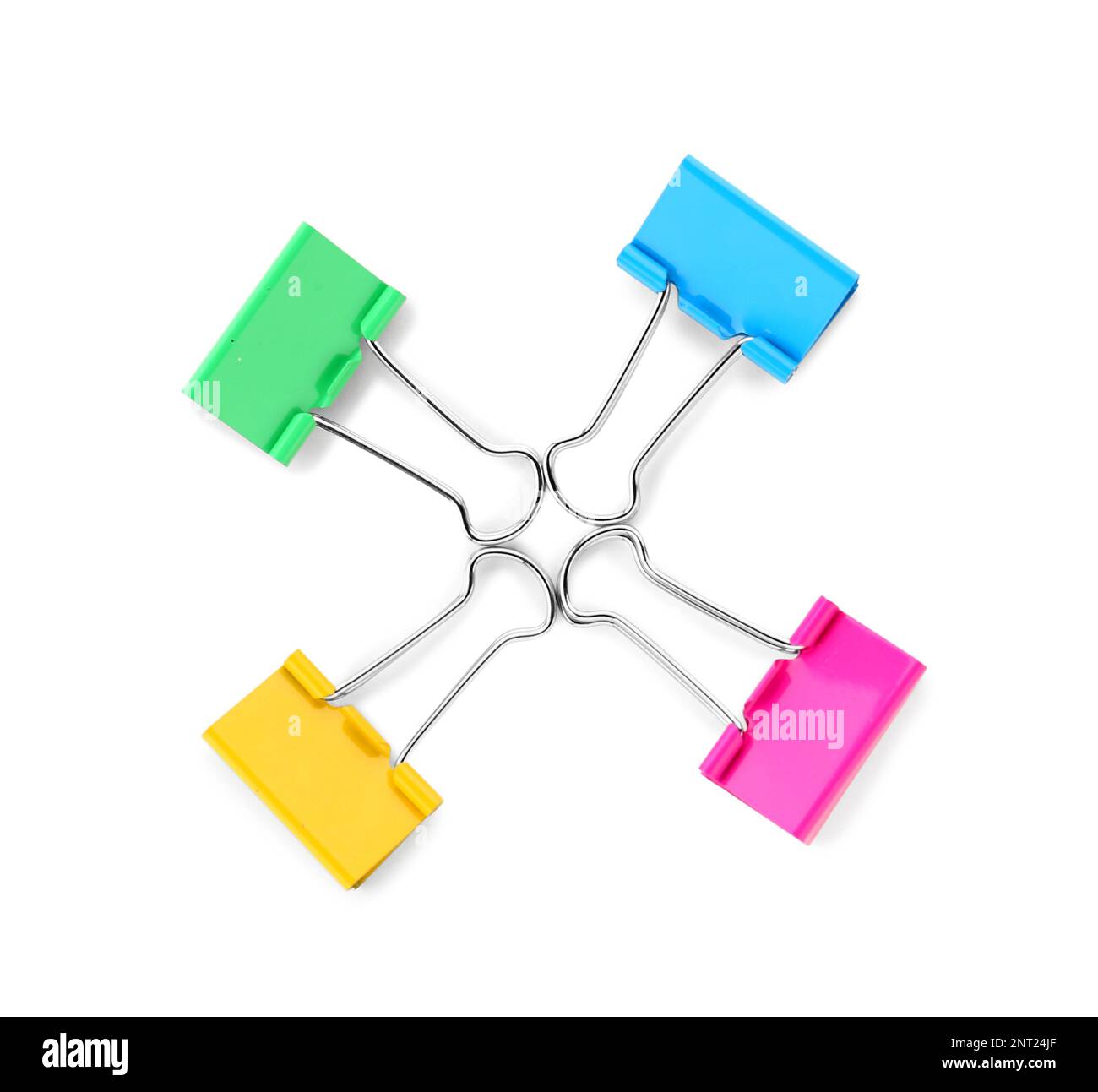 Colorful binder clips on white background Stock Photo - Alamy