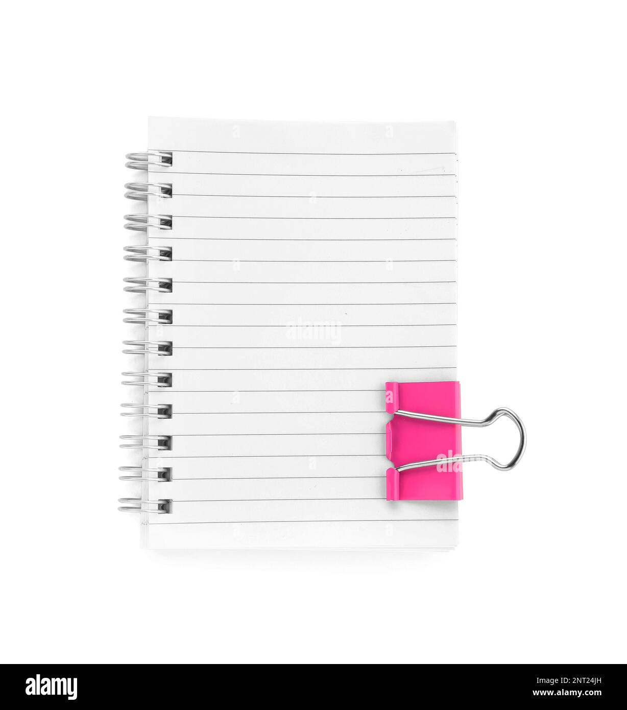 Notebook with binder clip on white background Stock Photo - Alamy