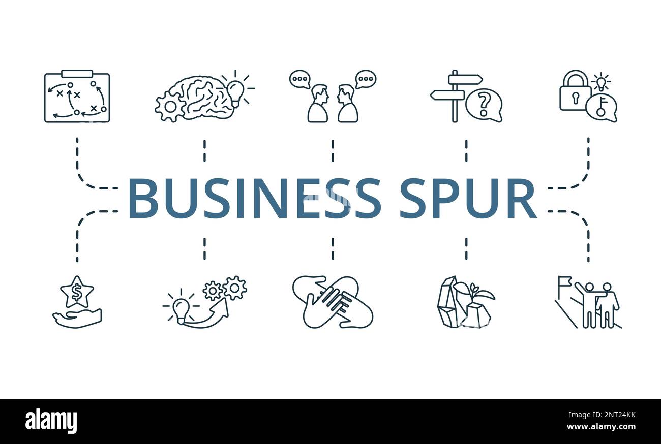 Business Spur icon set. Monochrome simple Business Spur icon collection ...