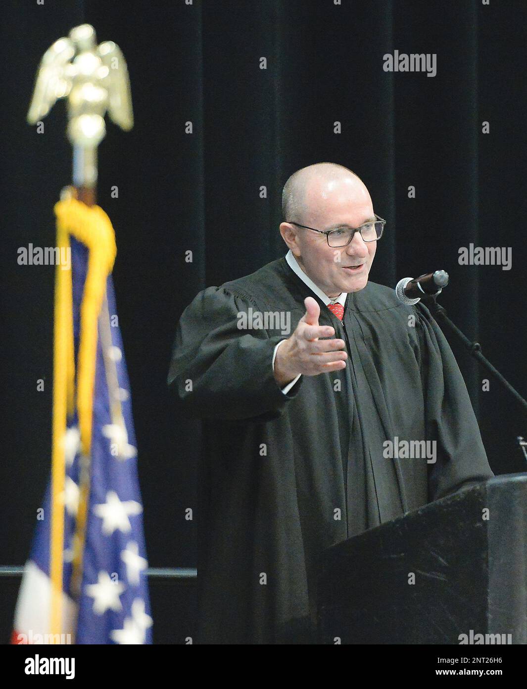 U.S. Magistrate Judge James Metcalf speaks to the 220 applicants for U ...