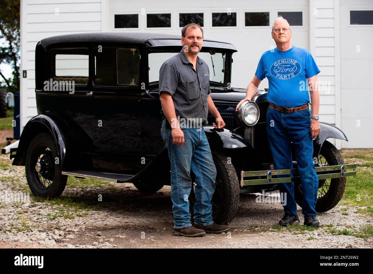 In this Tuesday, Aug. 27, 2019 photo, Lane Nelson, left, and his dad ...