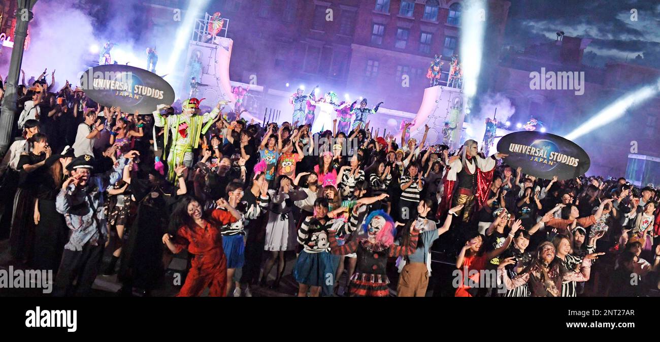 Visitors dance with zombies and monsters during the Halloween Horror ...