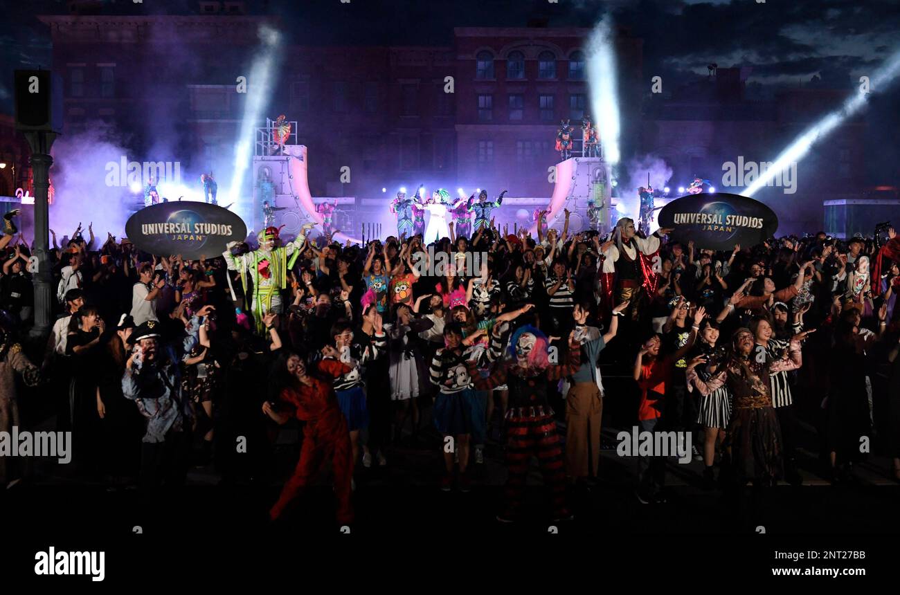 Visitors dance with zombies and monsters during the Halloween Horror ...