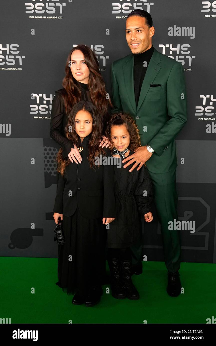 Virgil van Dijk of the Netherlands poses with his family on the green ...