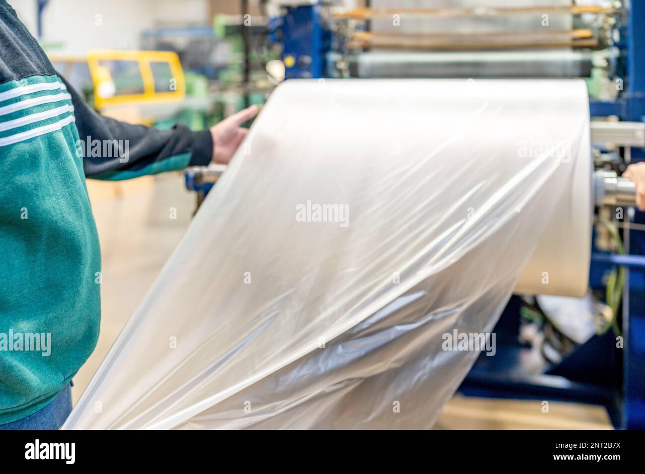 plastic roll in a factory for the production of plastic products Stock ...