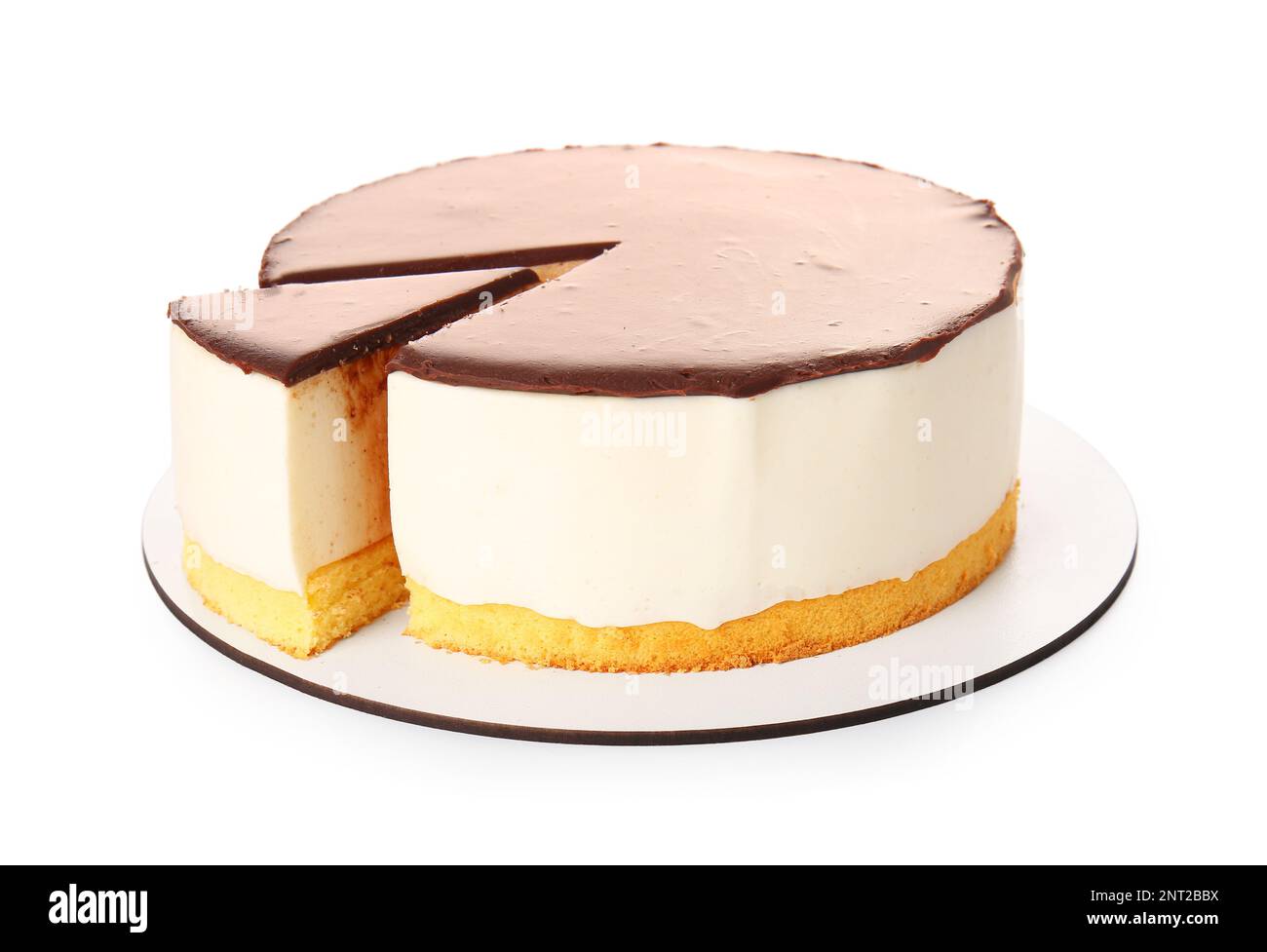 Delicious birds milk cake on white background Stock Photo - Alamy