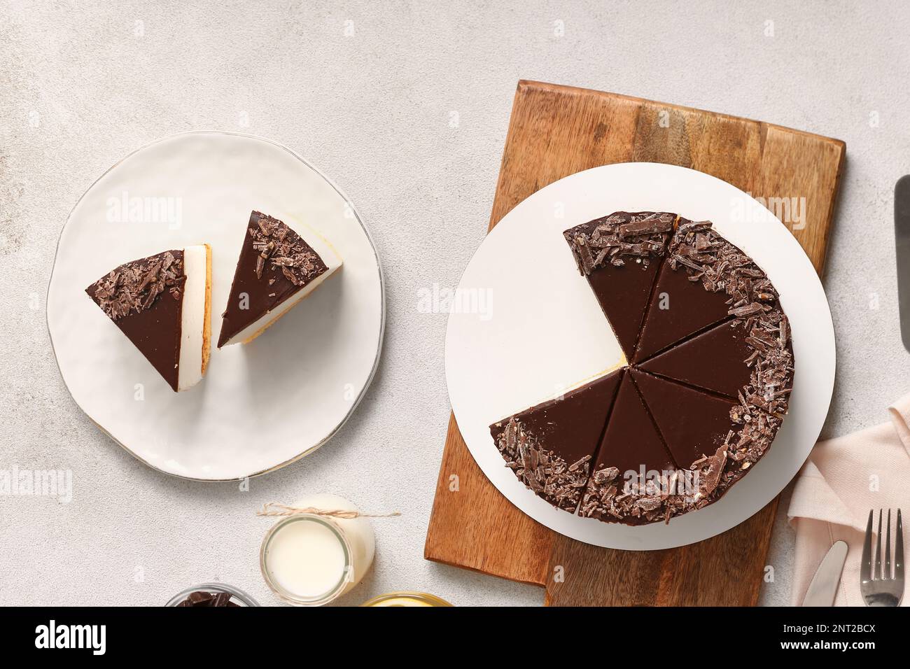 Delicious birds milk cake on light background Stock Photo - Alamy