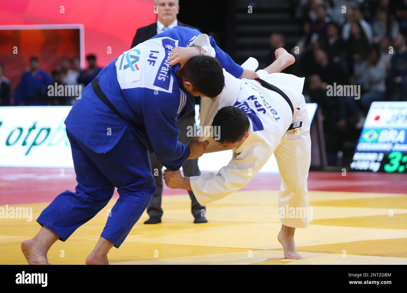 OTA HYOGA of JAPAN and CESARINO JOAO of BRAZIL during the Judo Paris Grand Slam 2023 on February ...