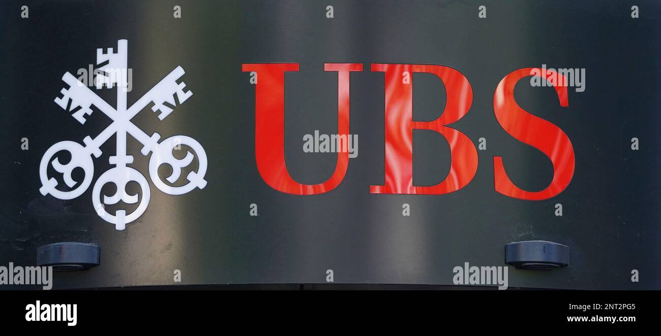 A picture taken on August 26 shows a building which houses UBS, Union ...