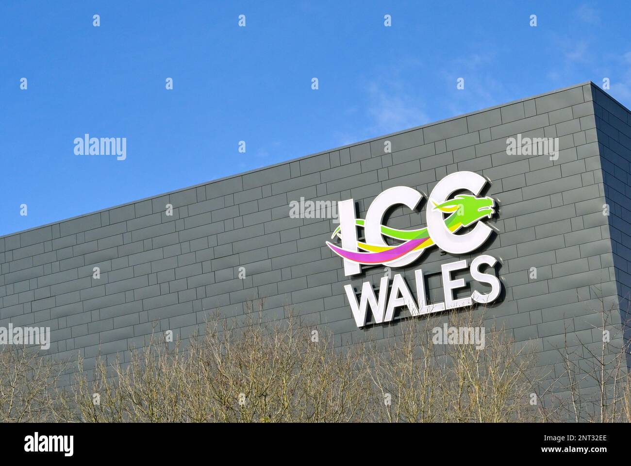 Newport, Wales - January 2023: Sign on the outside of the International ...