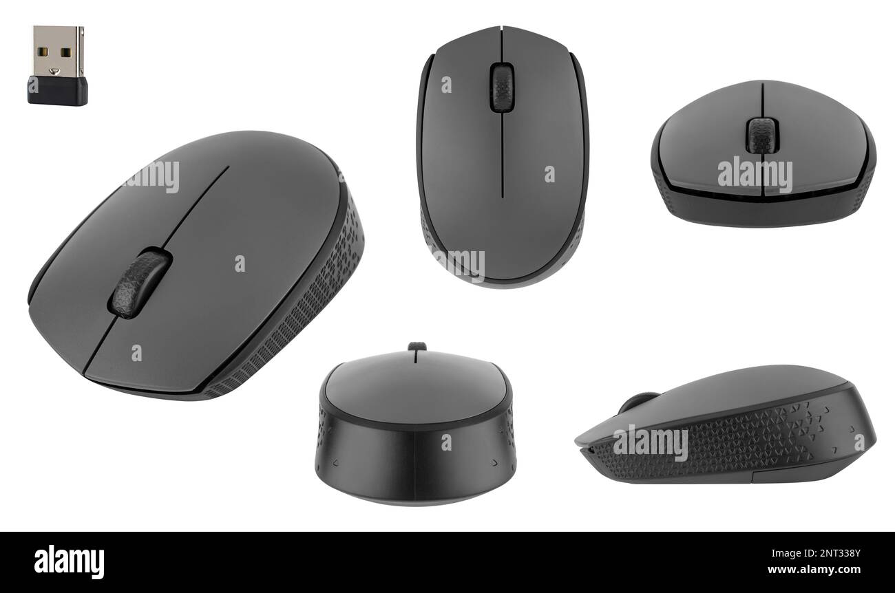 Wireless optical mouse for PC, white background in isolation Stock ...