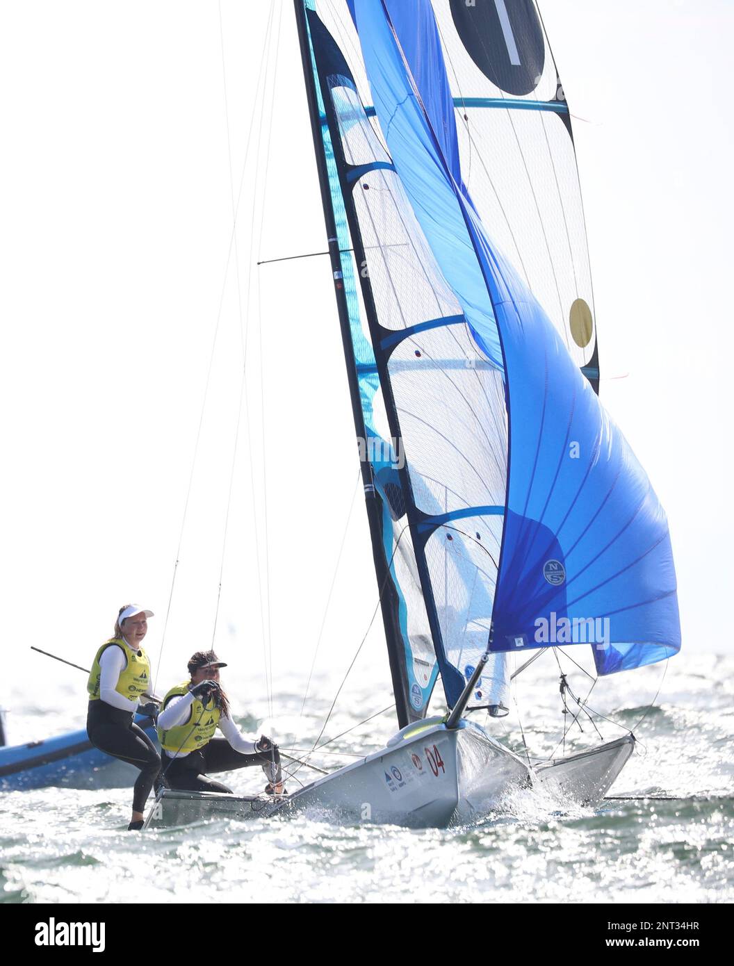 Netherland's Annemiek BEKKERING (S) and Annette DUETZ (C) compete ...