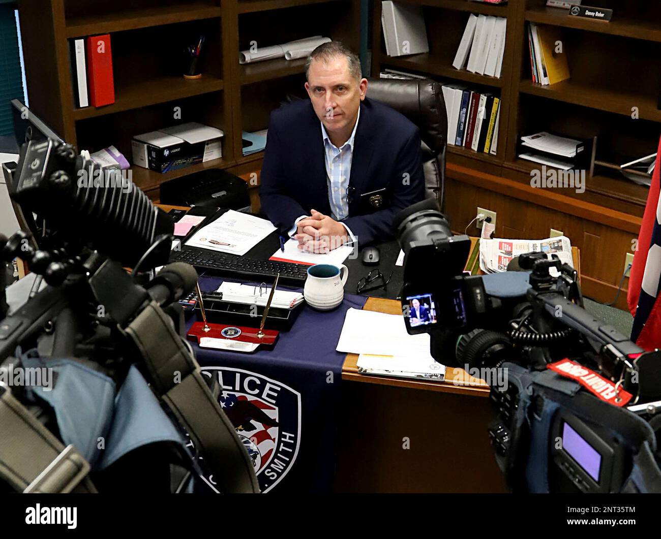 In this Thursday, Aug. 29, 2019, photo, acting Fort Smith, Ark., Police ...