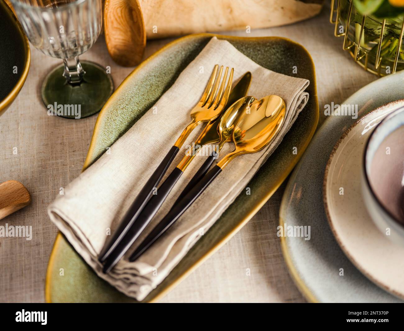 Cutlery golden spoon hi-res stock photography and images - Alamy