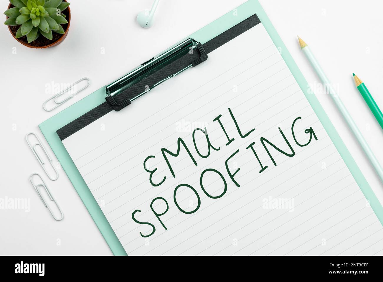 Handwriting text Email Spoofing, Word for secure the access and content ...