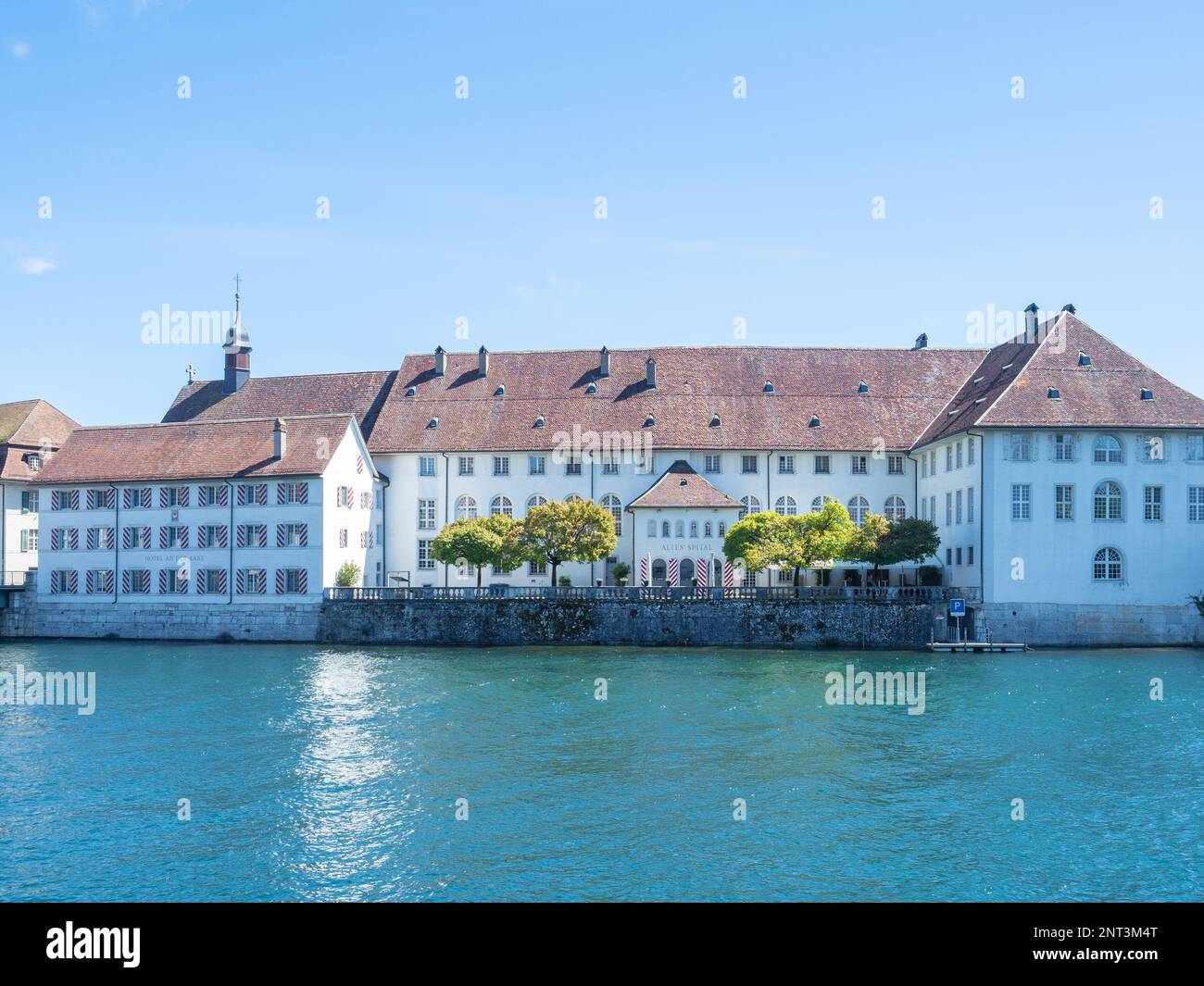 Solothurn, Switzerland - April 17th 2022: View over the Aare river ...