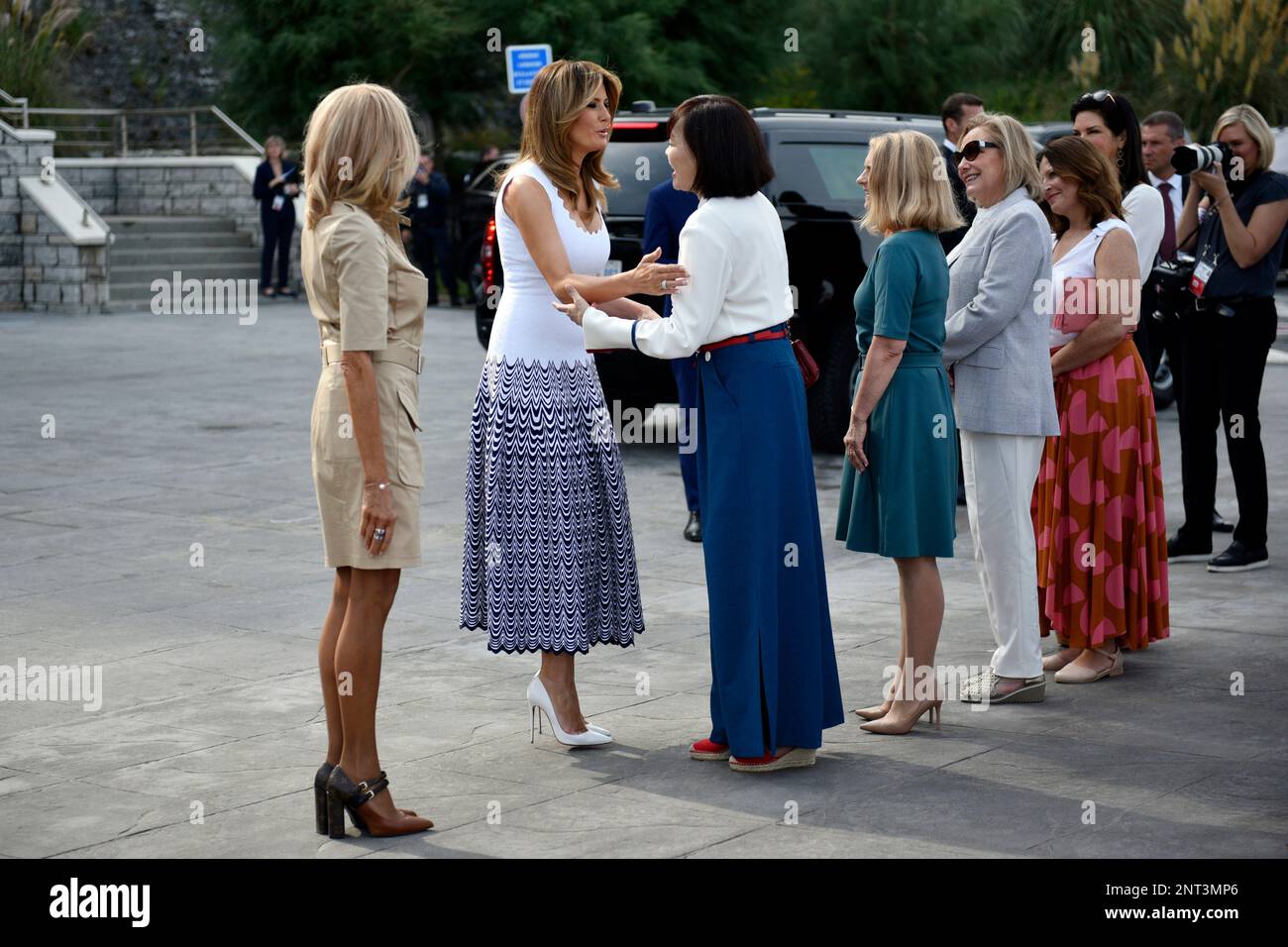 From the left, Brigitte Macron, wife of French President Emmanuel ...