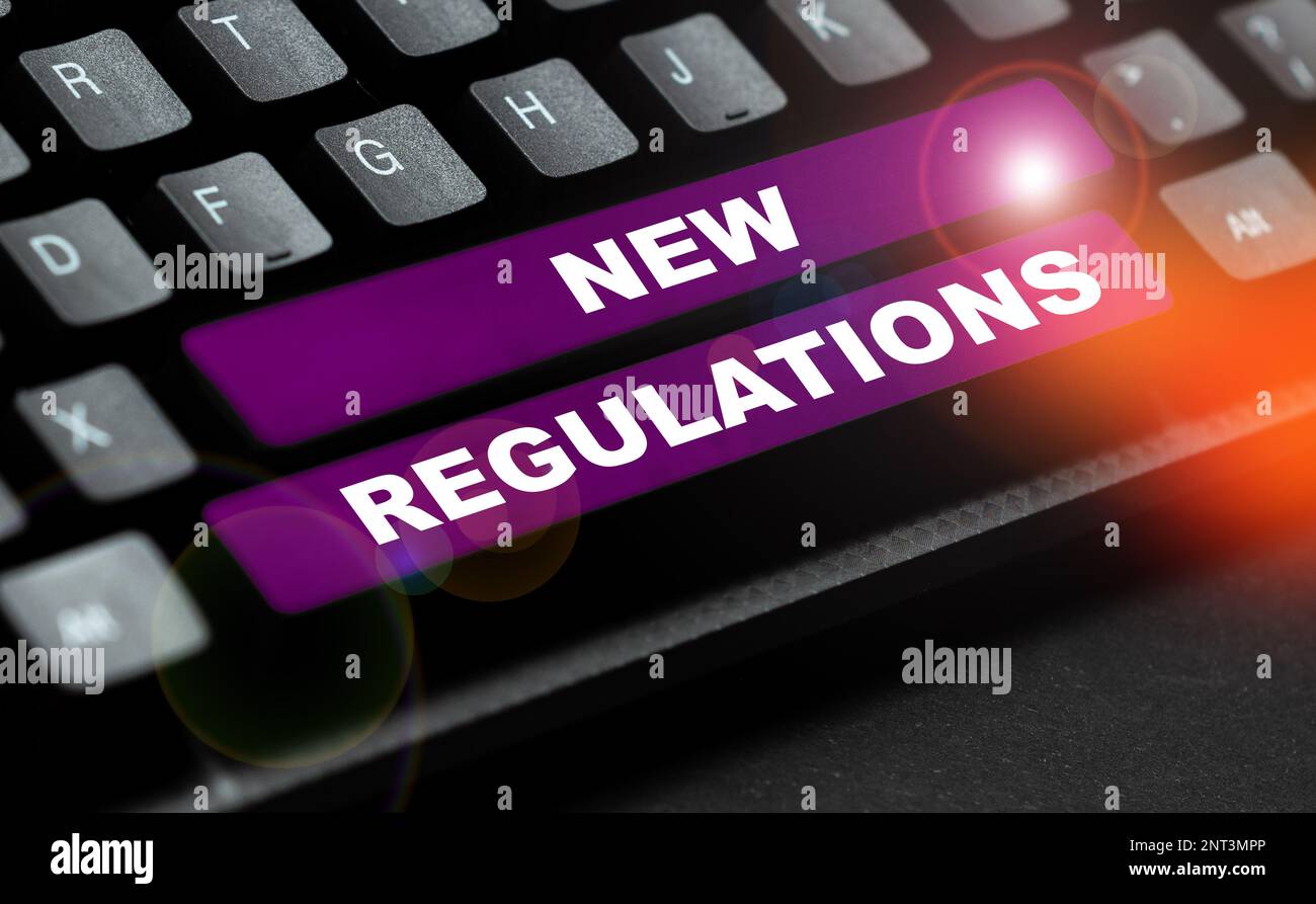 Hand writing sign New Regulations, Business approach Regulation ...