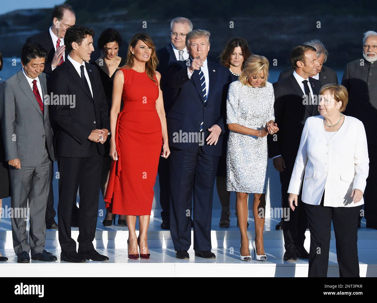 Leaders of G7 and other countries gather for a group photo during the ...