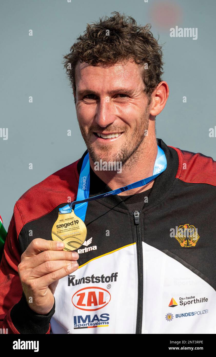 Gold medalist Sebastian Brendel of Germany poses for photos during the ...