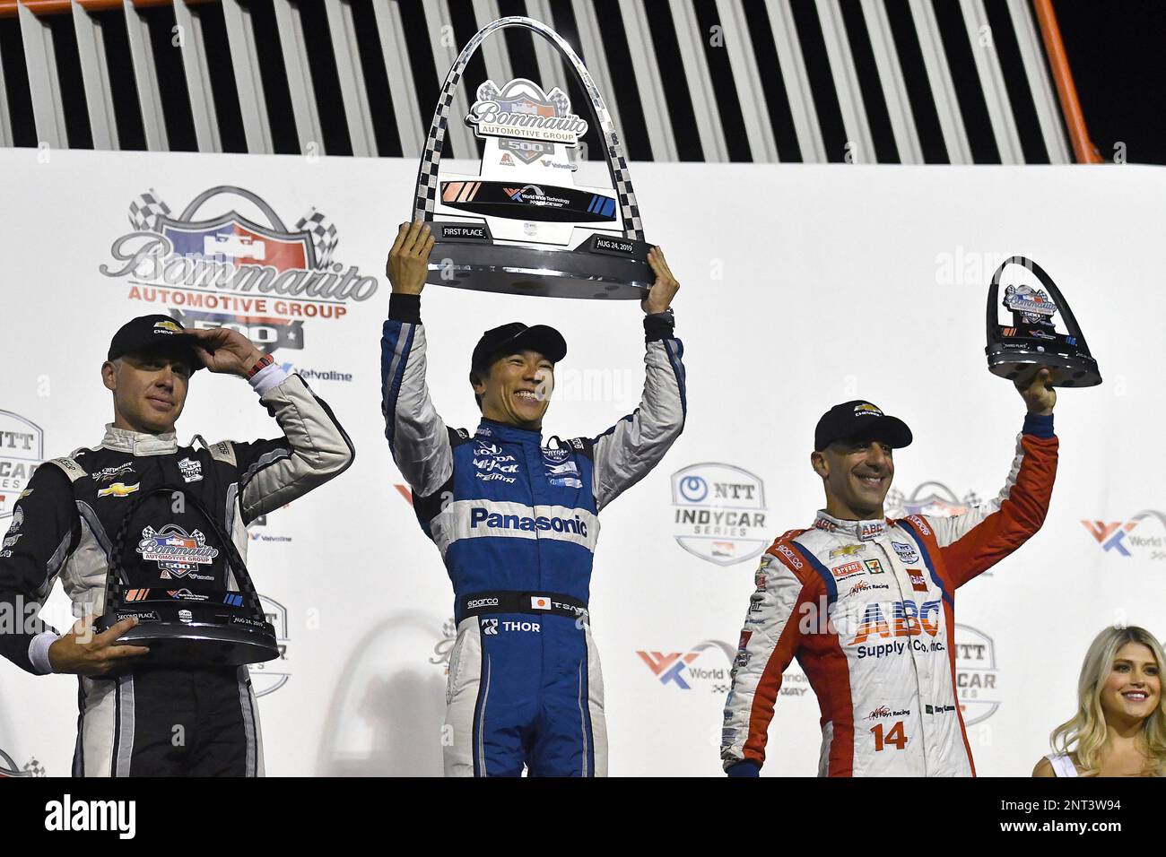 MADISON, IL. - AUGUST 24: The top three finishers were Ed Carpenter ...