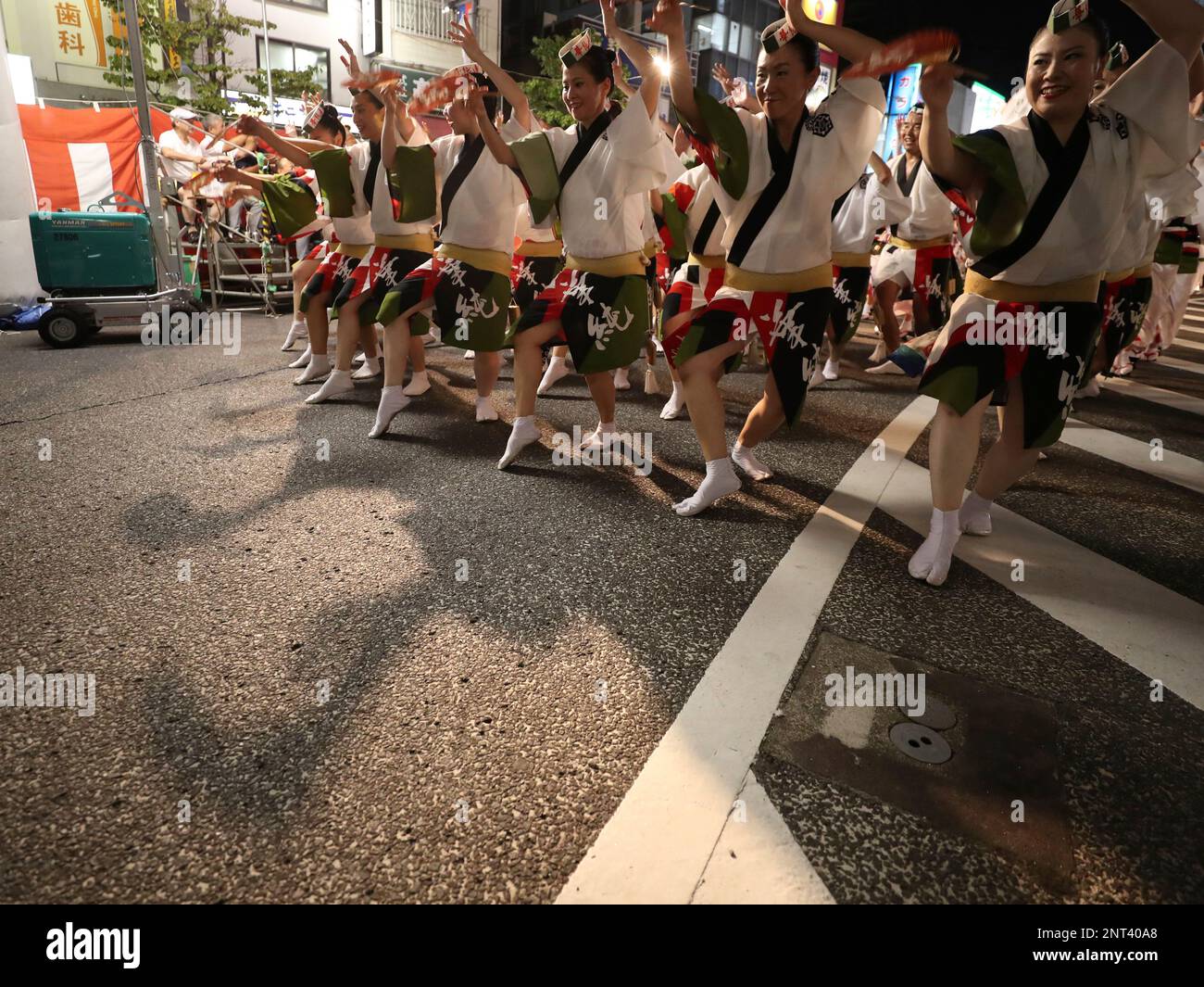 Dancers move to traditional hayashi music as part of the Tokyo Koenji ...